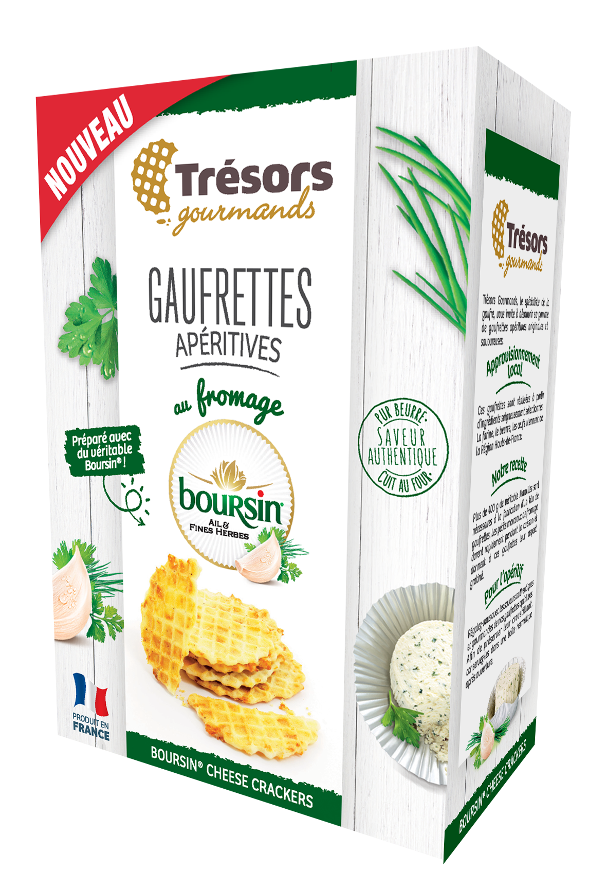 GAUFRETTES APERITIVES AU FROMAGE BOURSIN® AIL ET FINES HERBES - Ribambel